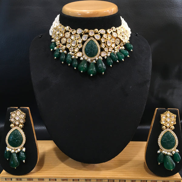 Buy Green Kundan Necklace Set 20067-7251 Online 6841854427189 - Dazzles ...